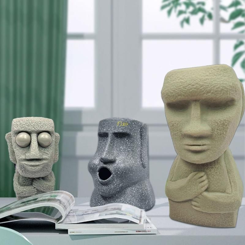flgo Silicone Mold 3d Moai Statue Molds for DIY Soap Making Epoxy Mould ...