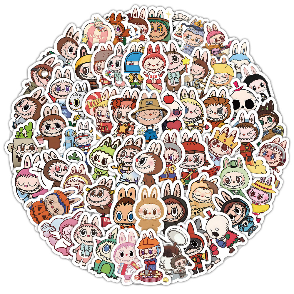 103PCS Cute Cartoon LABUBU POPMART Graffiti Stickers for Bicycle Hand ...