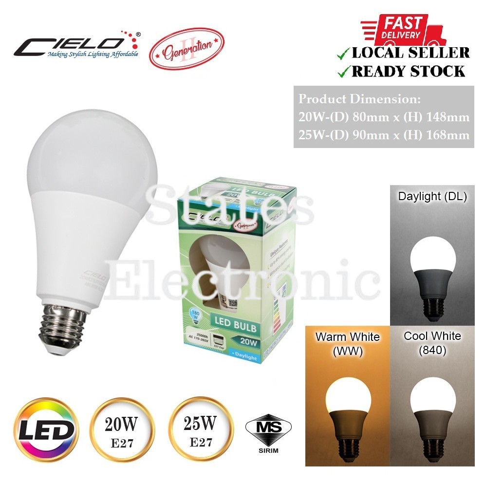 CIELO GEN2 E27 LED BULB 20W/25W Daylight WarmWhite CoolWhite [SIRIM ...