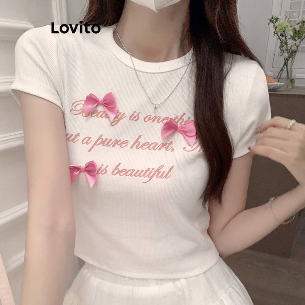 Lovito Casual Butterfly Pattern T-Shirt for Women LNA63347 Lovito ...