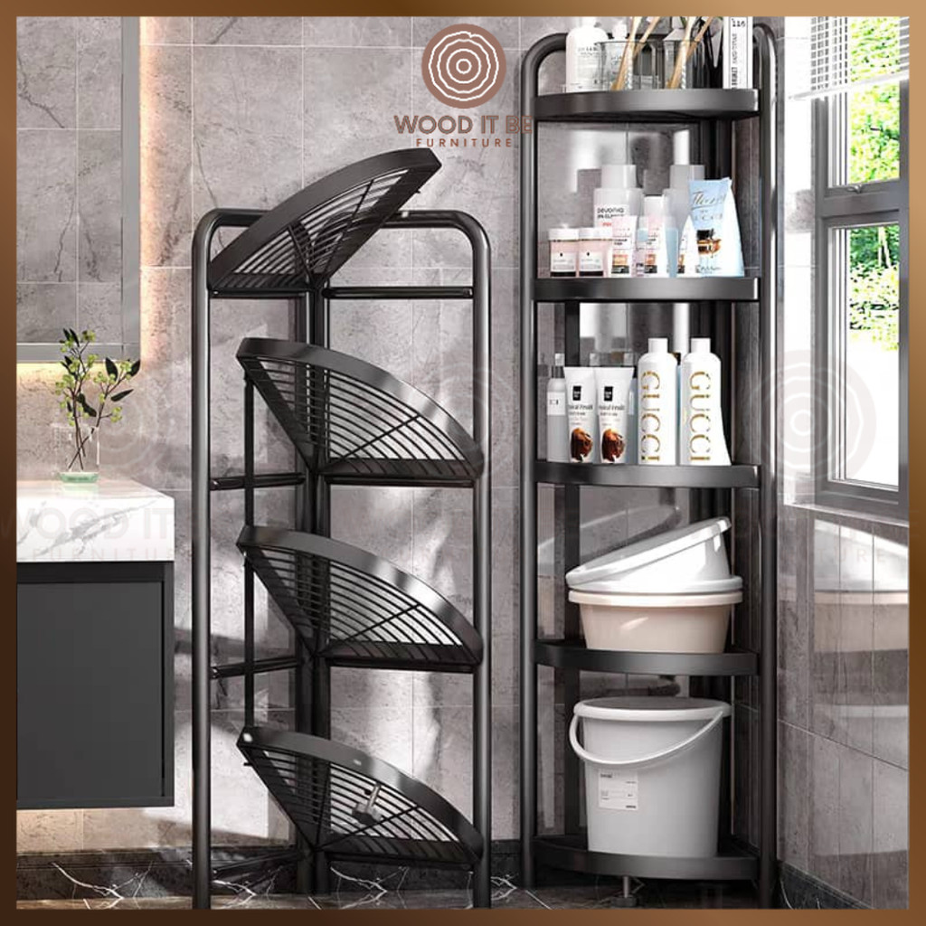Wooditbe Modern Carbon Steel Folding Kitchen Bathroom Corner Metal Rack ...