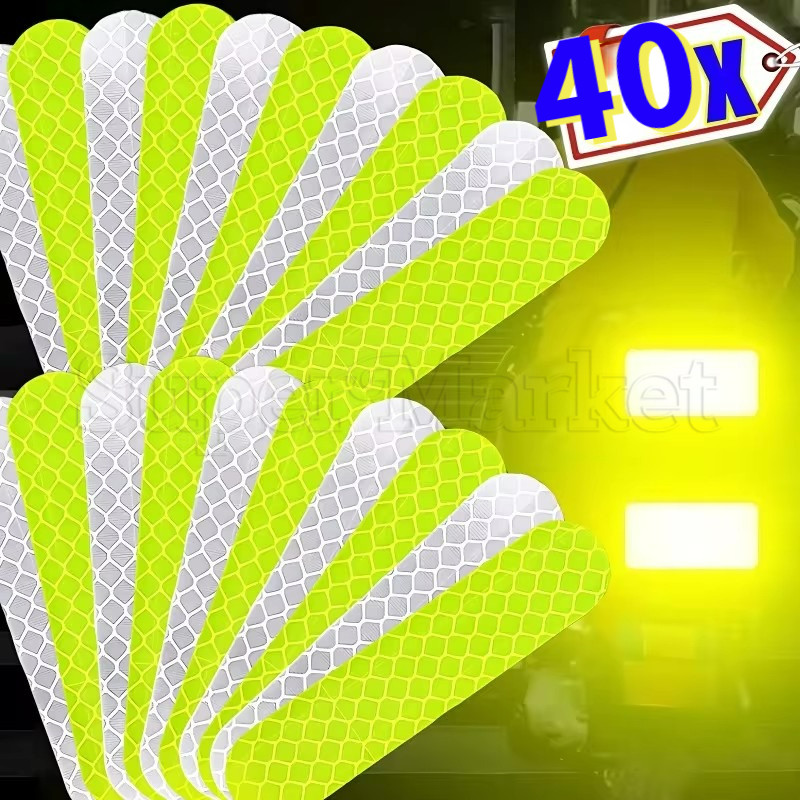 40/10pcs Helmet Warning Reflective Stickers - Bicycle Motorcycle Car ...