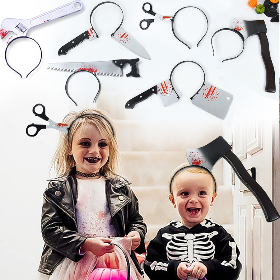 Horror Wear Head Halloween Knife Axe Scissors Headband Props Halloween ...