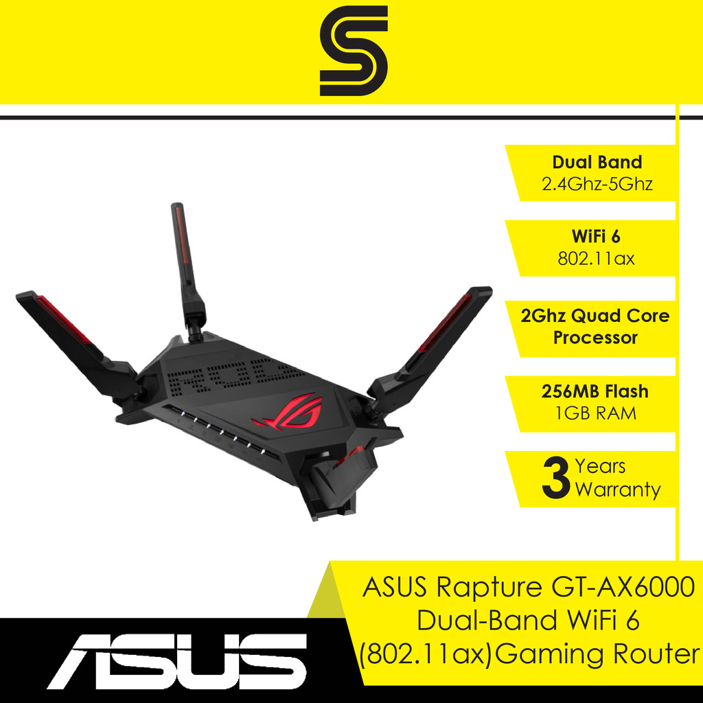 ASUS RAPTURE GT-AX6000 Dual Band WiFi 6 Gaming Router | Shopee Malaysia