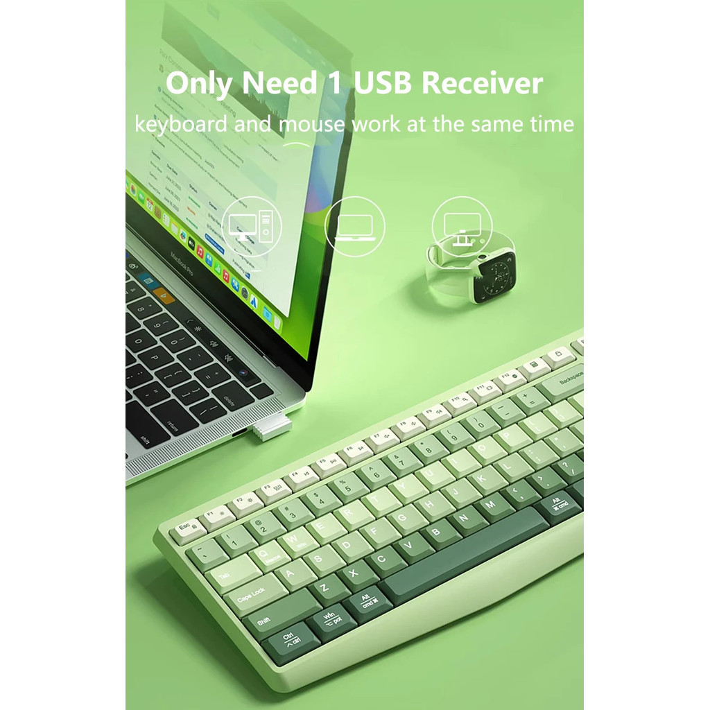 2.4G Wireless Keyboard Slient Click Ergonomic Keyboard Full Size ...