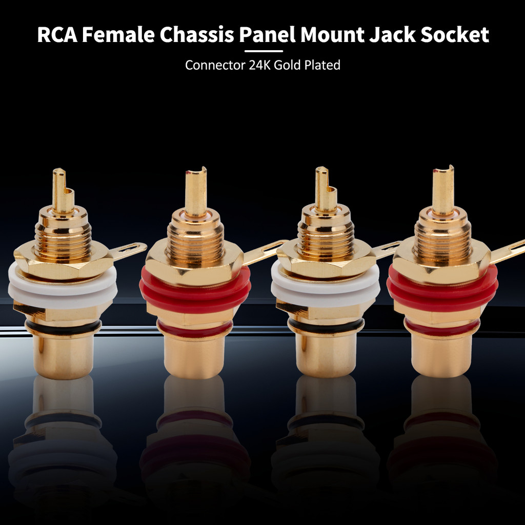 Hifi RCA Female socket Chassis Audio Jack Red Black Cycle Solder Plug ...