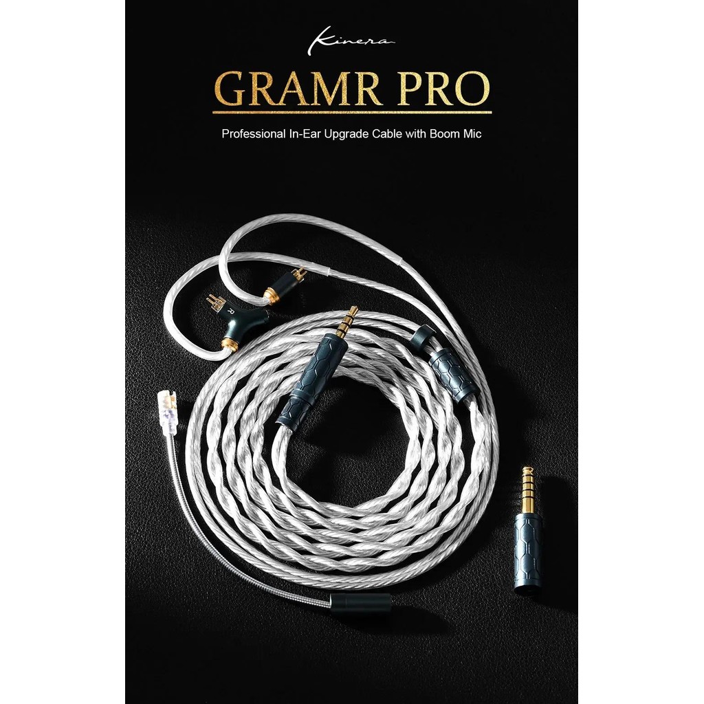 Kinera Gramr Pro Wired Earphone Cable With Detachable Boom Microphone 3.5mm 4.4mm Plug 0.78mm ...
