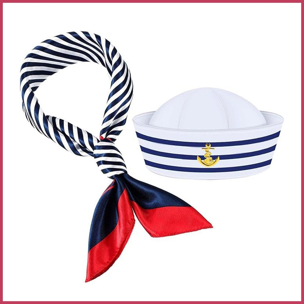 Captains Hat for Men Sailor Ship Costume with Cap Scarf Sailor Ship Cap ...
