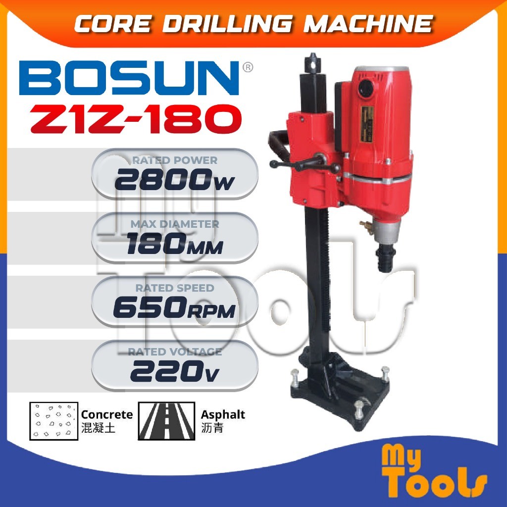 BOSUN Hand Held Core Drilling Machine Z1Z-180 (2800W) 180mm | Shopee ...