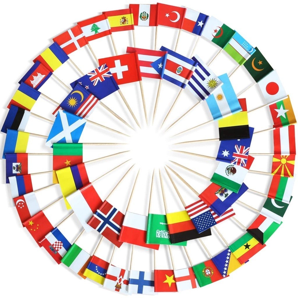 Cake Topper Party Decoration 100pcs Different Countries Toothoick ...