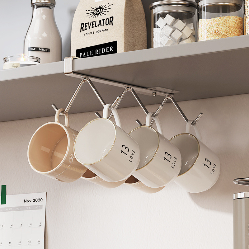 304 Stainless Steel Storage Hook Kitchen Mutifunctional 4/6 Hook Coffee ...