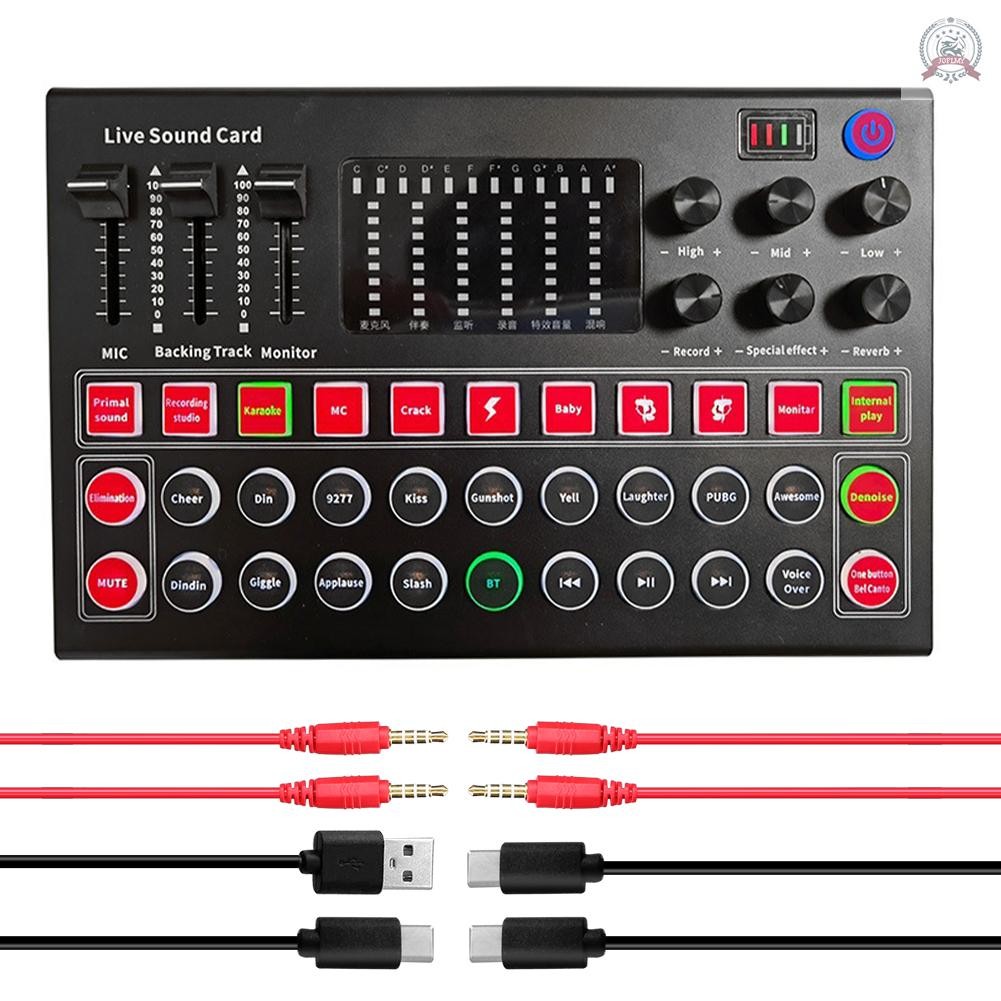 M9 Audio Interface Sound Card Live Voice Mixer External USB Sound Card ...