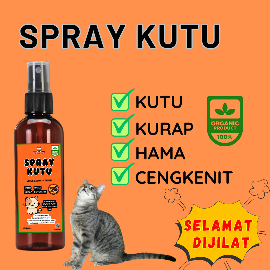 YUMECAT Spray Kutu Kucing Cat Flea Ubat Kutu Kucing ORGANIC Paling ...