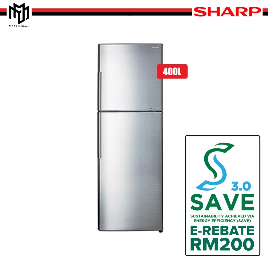 Sharp 2 Door Fridge J-Tech Inverter Refrigerator (400 L) SJ406MSS ...
