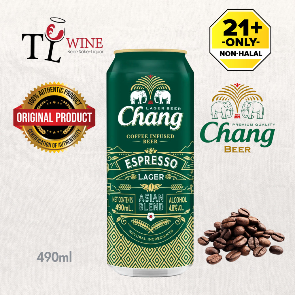 Chang beer Espresso Lager Beer Can 490ml Alc: 4.8% Duty paid 100% ORIGINAL (Thailand) | Shopee ...