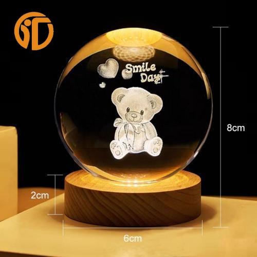 LED Crystal Ball Light Glass USB Night Light Creative Luminous Crystal ...