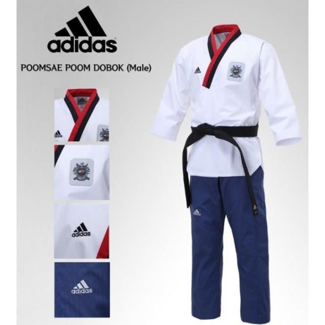 Adidas Taekwondo Dobok Poomsae Poom Red Black Belt Male Female Uniform | Shopee Malaysia