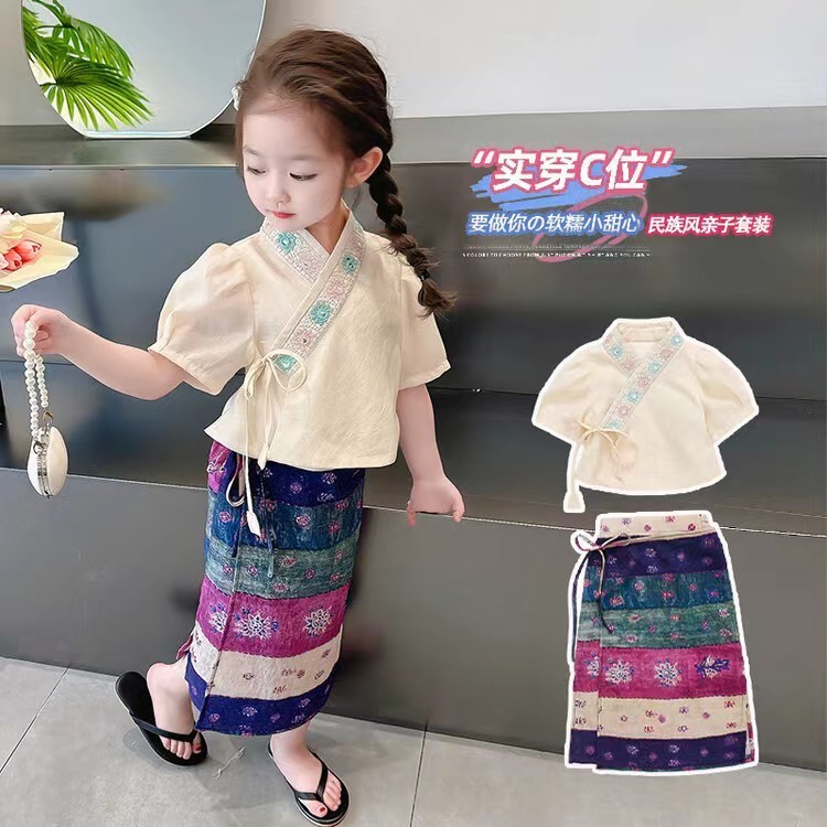 New girls' retro traditional element clothing set | Shopee Malaysia