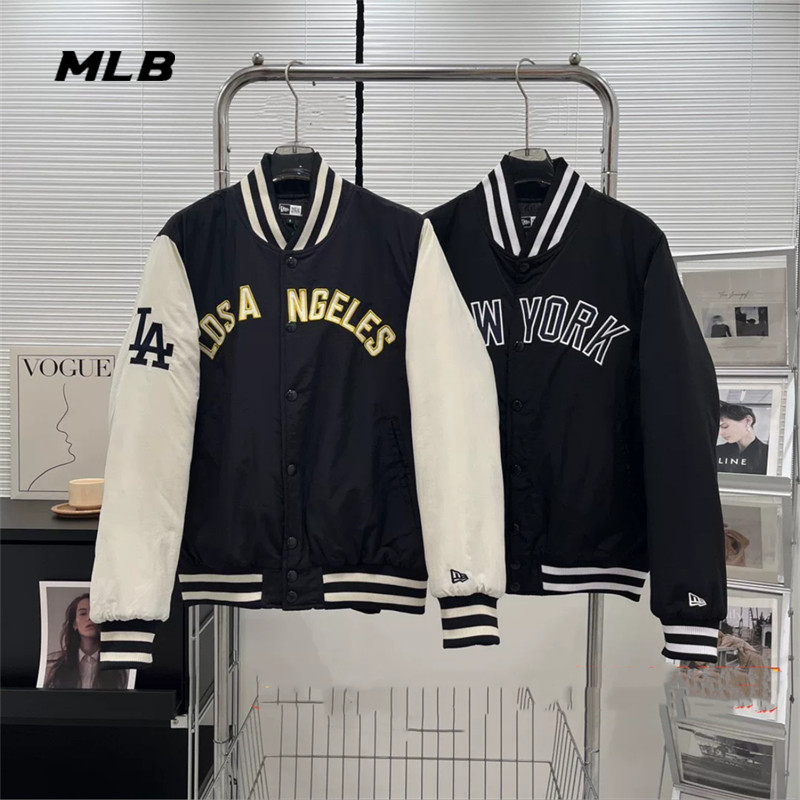 MLB NY 100%Original Embroidered Logo Warm V-neck Baseball Jacket with ...