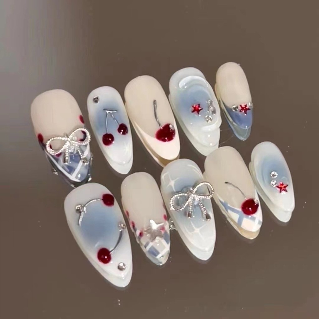 Handmade Almond Shape Summer Ice Clear Fresh Sweet Girl Cherry Fake ...