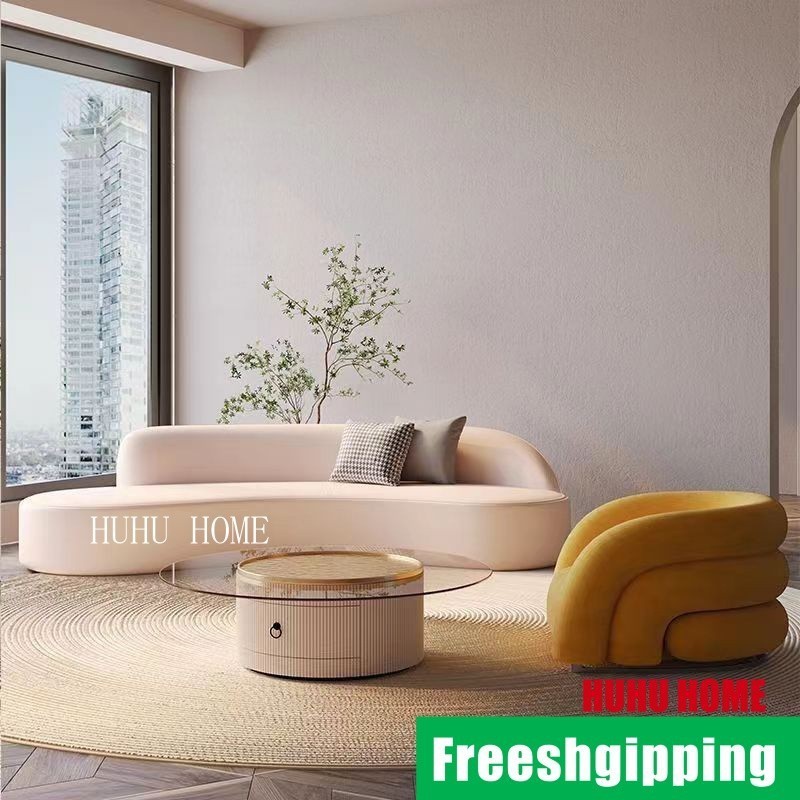 Curved Living Room Small Apartment Influencer Light Luxury Beauty Salon ...