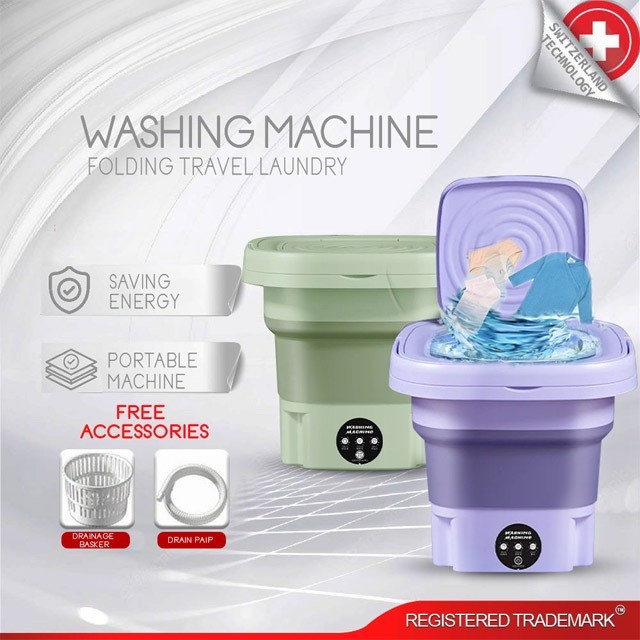 JGD Mini Washing Machine Portable Folding Travel Laundry Washer Mesin ...