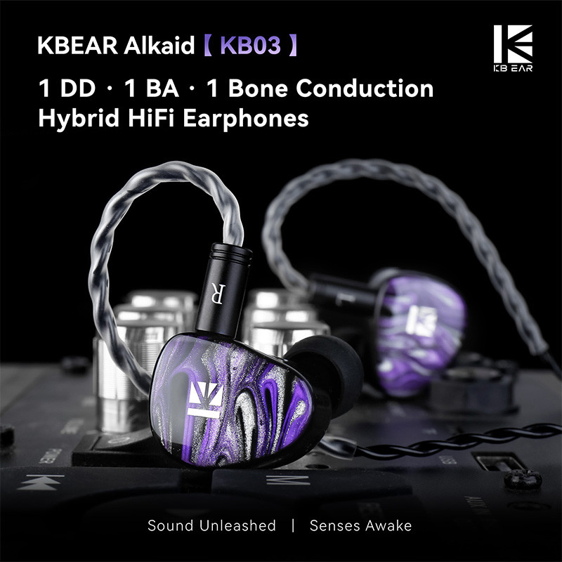 KBEAR KB03 Bone Conduction DD BA Hybrid HiFi Earphones Sound Unleashed in Ear Monitor Wired ...