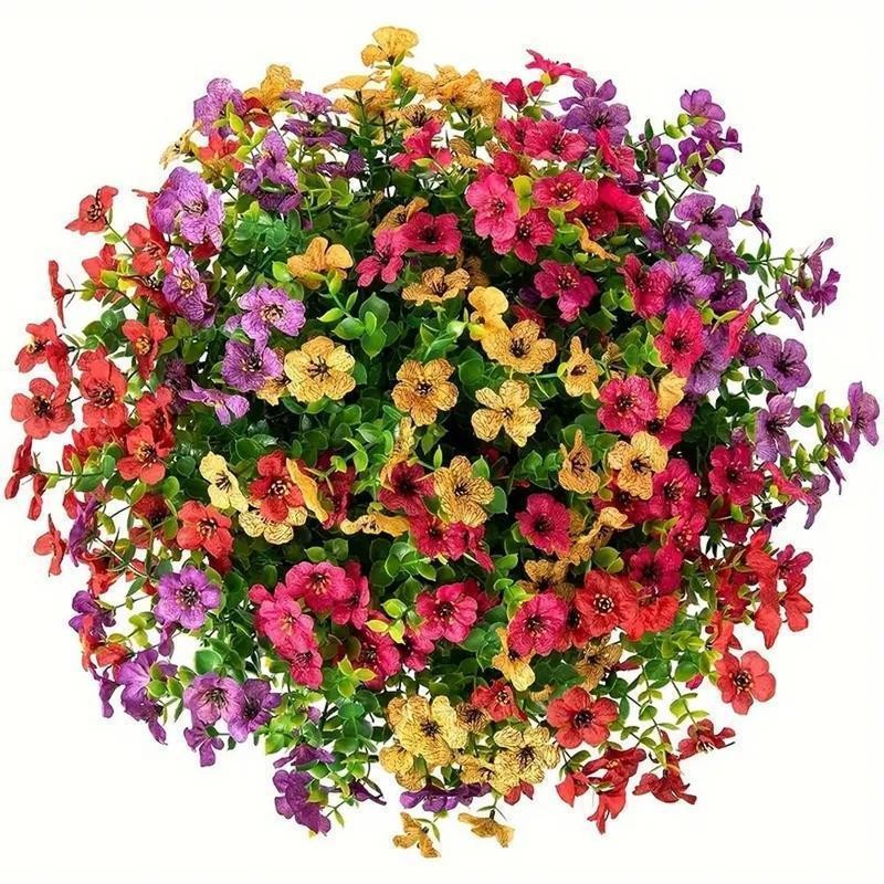 Bunga Tiruan (12/24pcs/set), Bunga Palsu Berwarna-warni Tahan UV ...