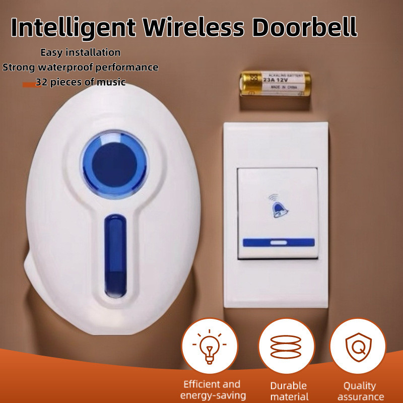 Intelligent Wireless Doorbell Security Alarm Door Bell Battery Powered ...