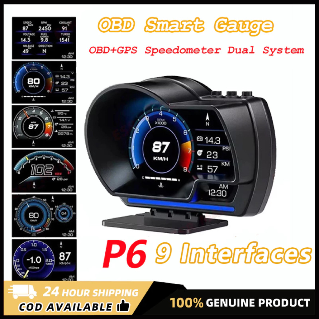 【Malaysia shipping】P6 OBD Gauge Meter OBD2 Meter Digital Scanner Alarm ...