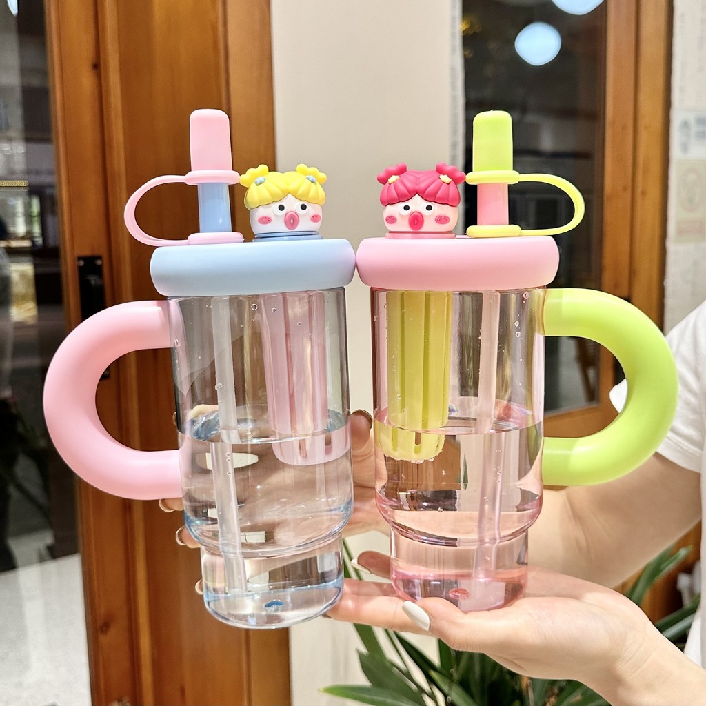 Water cup with straw thermos insulated cup for summer large capacity ...