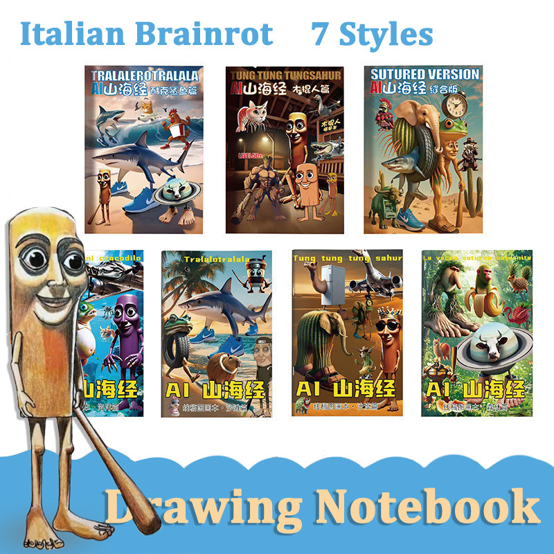 1PCS New Italian Brainrot Drawing Notebook Tung Tung Tung Sahur ...