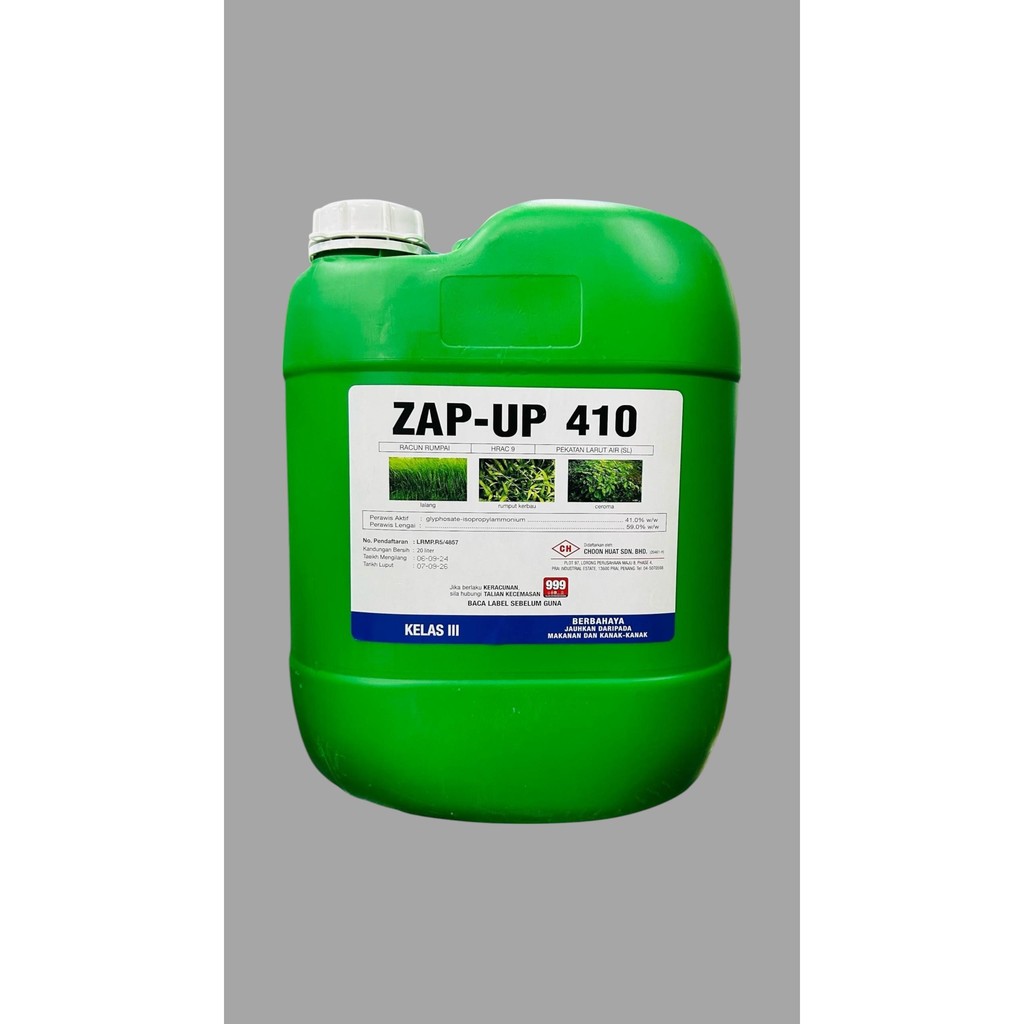 ZAP UP 410 20L 41% Glyphosate Racun Rumput & Lalang. Generic to Roundup ...