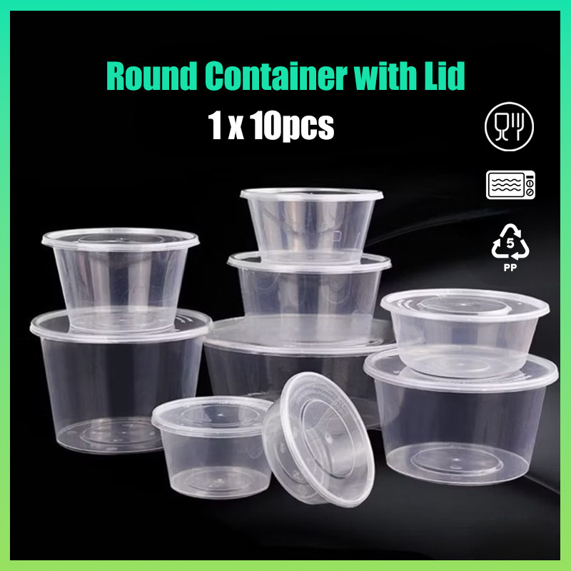 Round Container with Lid Bekas Makanan Bulat 8oz 10oz 12oz 16oz 20oz ...