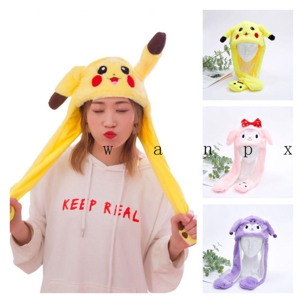WANPX Ear Moving Hat, Kuromi Stitch Jumping Up Cap, Cartoon Plush Mario ...