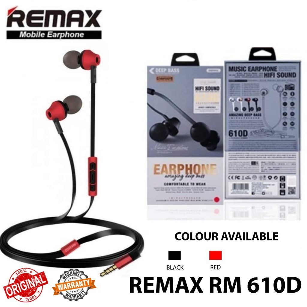 Remax RM-610D Super Bass In-Ear Wire Length Earphones (120cm) | Shopee ...