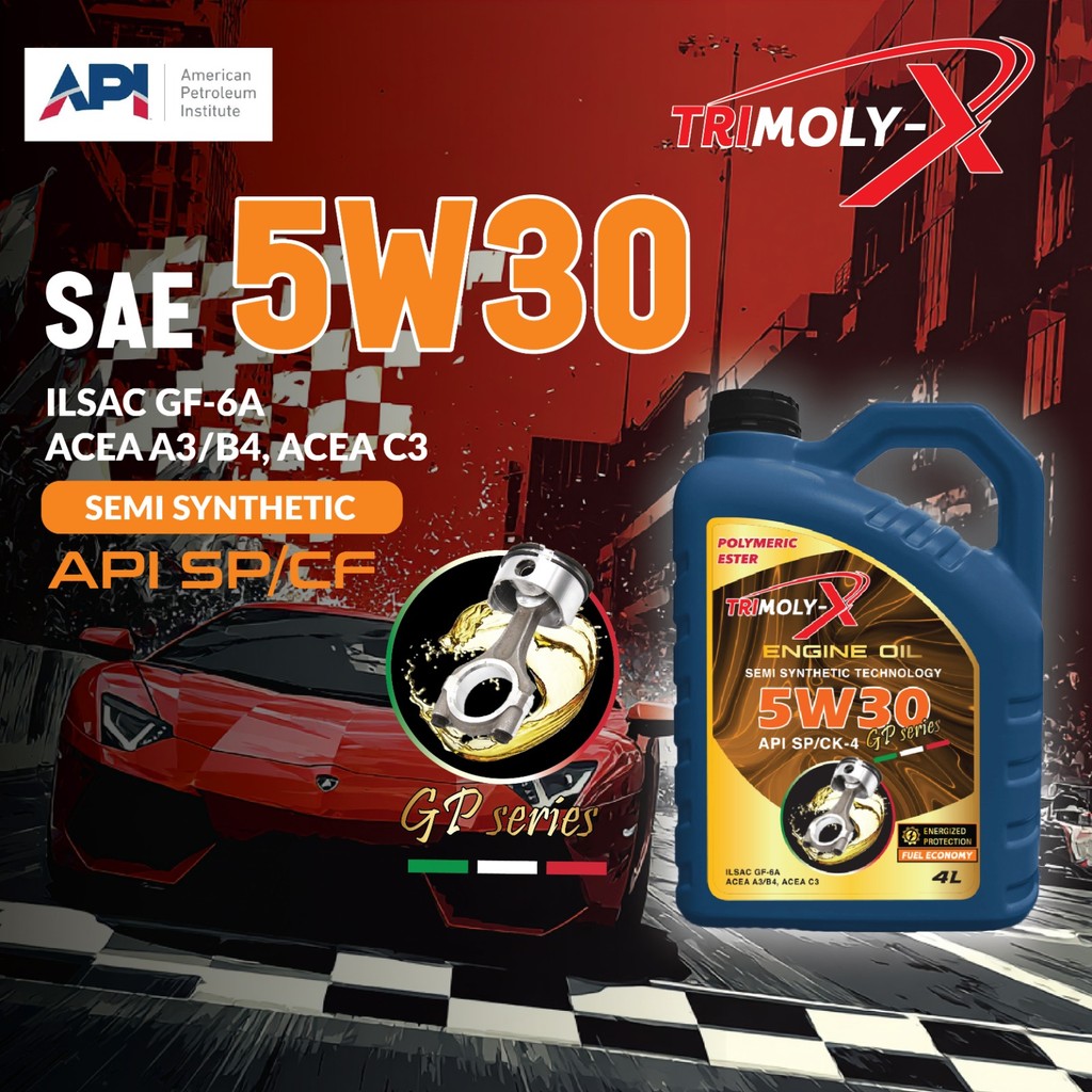 TRIMOLY-X GP SERIES 5W30 ESTER SEMI SYNTHETIC ENGINE OIL SP/CF 4L Car ...