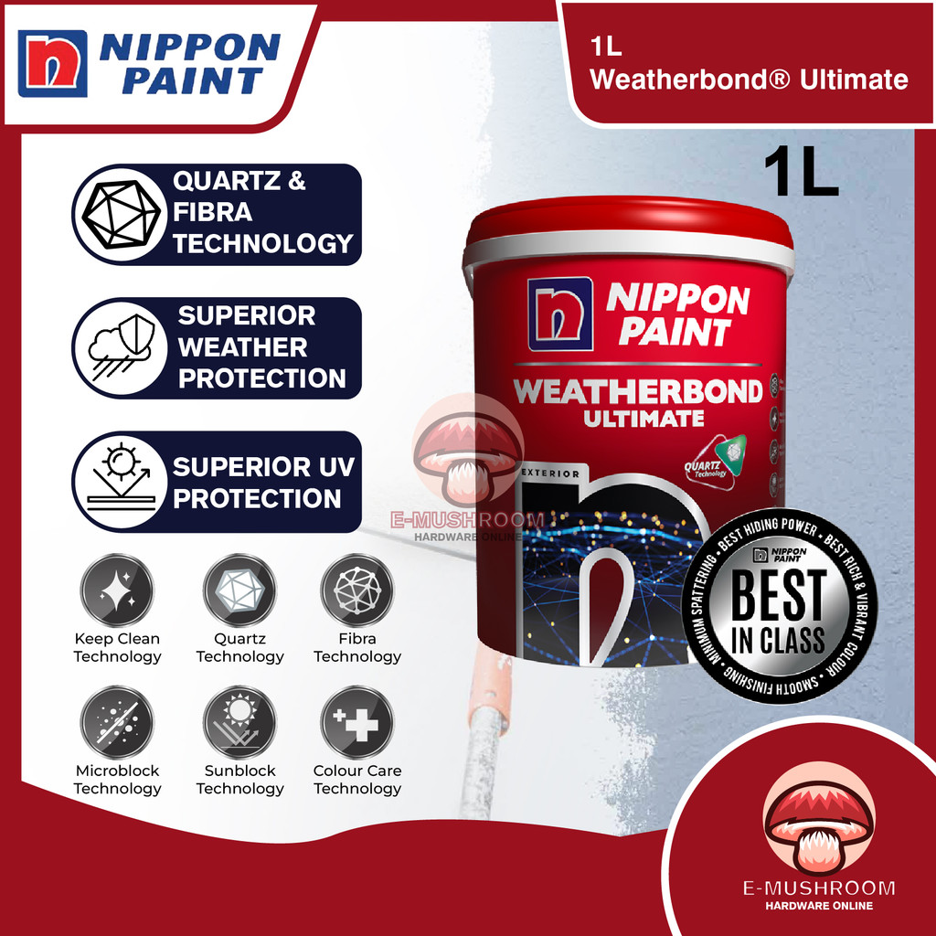1L Nippon Paint Weatherbond Ultimate With Quartz Technology Exterior ...