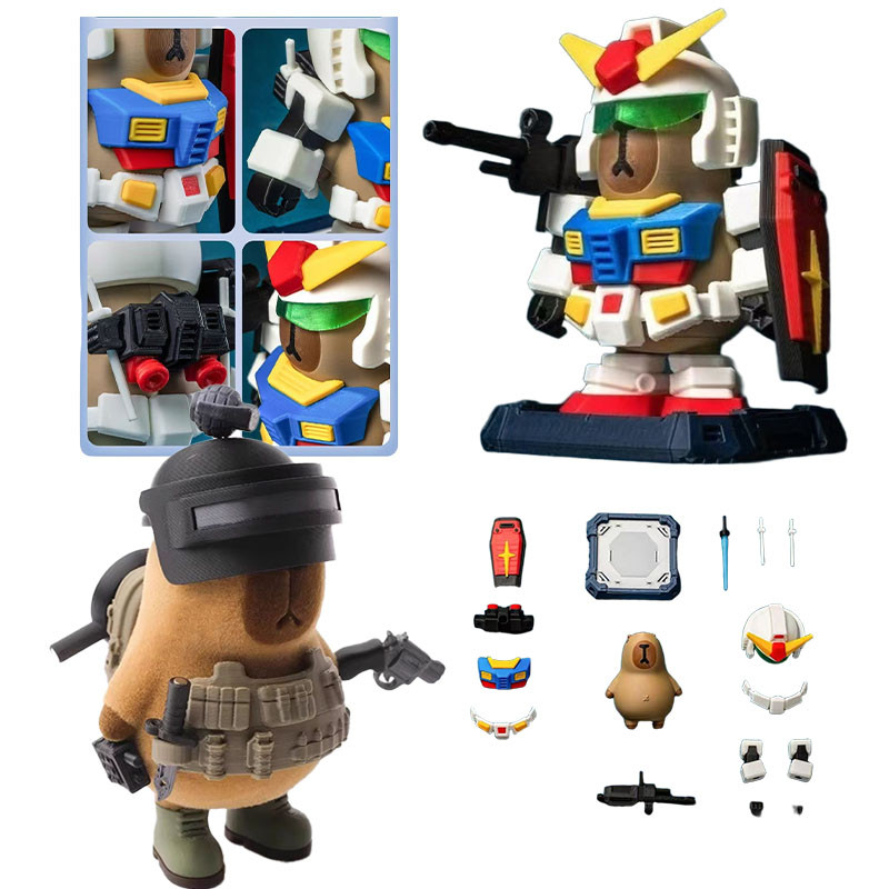 2025 Creative Gundam Capybara 3D Printed Toy Magnetic Capybara Action ...