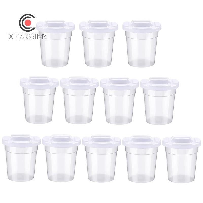 12 Pack No Spill White Lid Paint Cups Spill Proof Paint Cups Reusable ...
