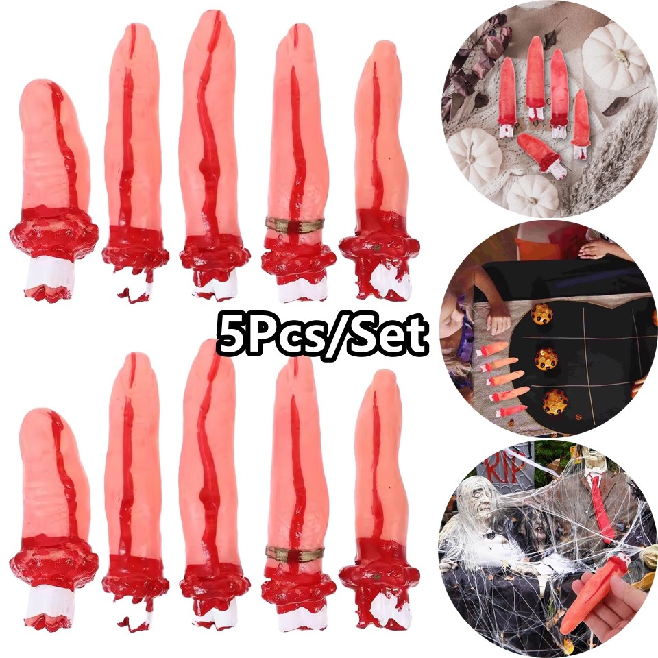 5PCS/Set Simulated Human Body Decoration Fake Severed Fingers Realistic ...