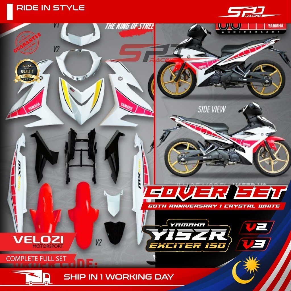 Y15 V2 V3 Cover Set Original VELOZI Sticker Tanam YAMAHA Y15ZR v2 60TH ...