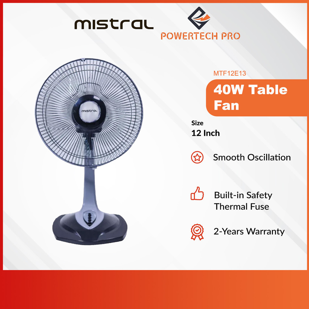 Mistral Table Fan with 3 Speed Setting Smooth Oscillation Safety ...
