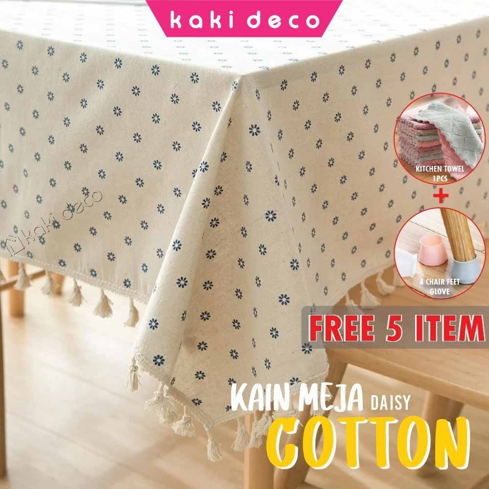 KakiDeco Cotton Table Cloth ⭐Nordic Cotton Daisy Macrame Dustproof ...