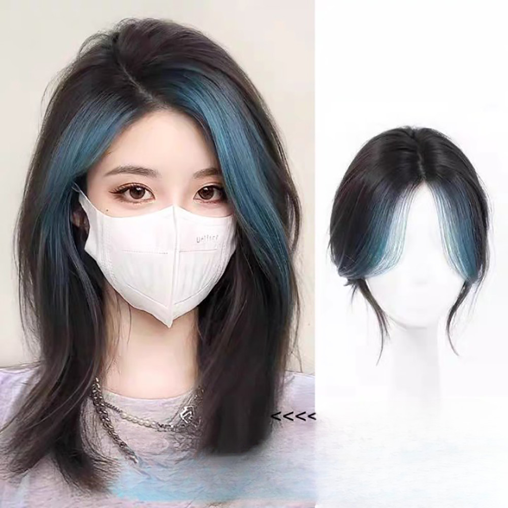 Gradient Color Highlighted Bangs Wig Women Forehead Dopamine Natural ...