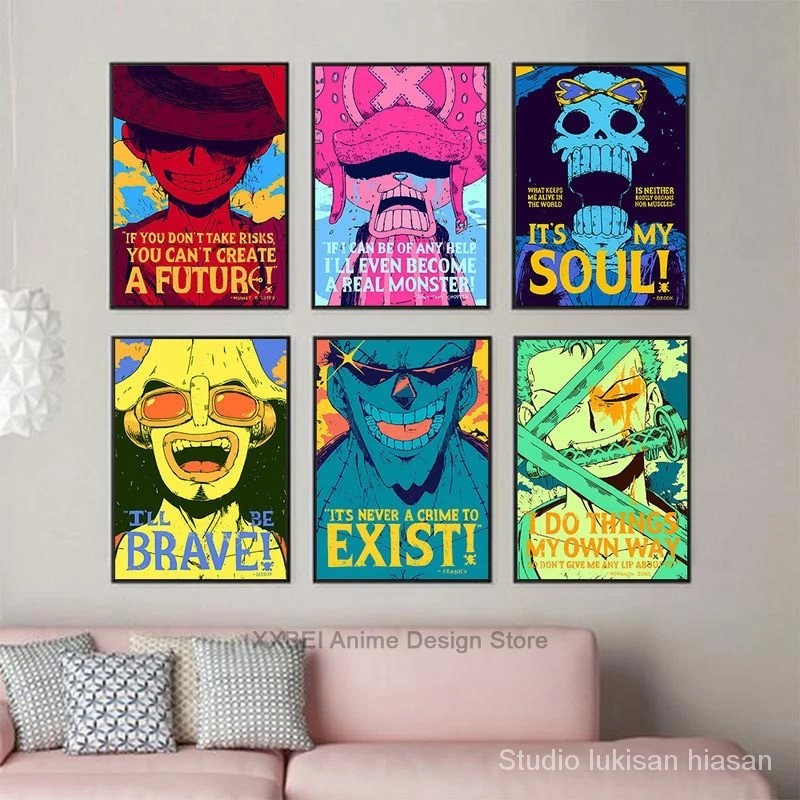 Straw Hat Pirates Japanese popular Anime One Piece Poster bedroom ...