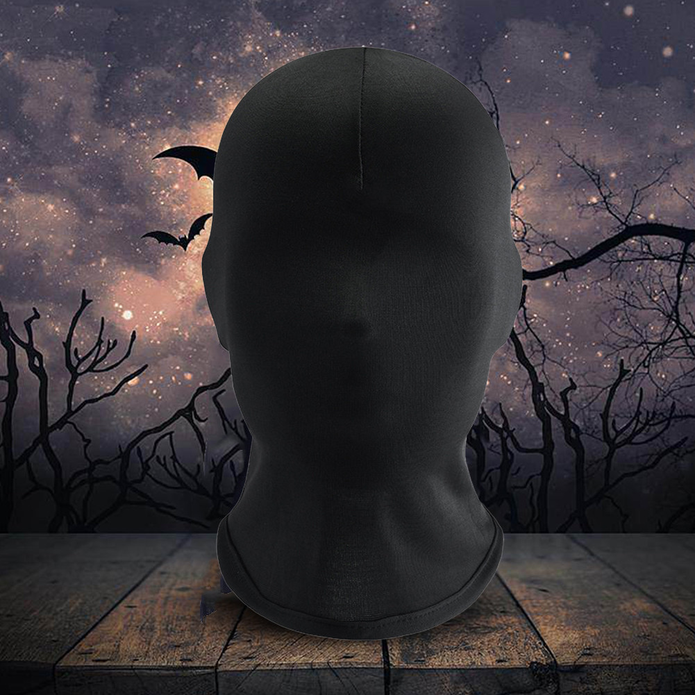 Black No Hole Full Face Cover Hat Ice Silk Fabric Headgear Role Play ...