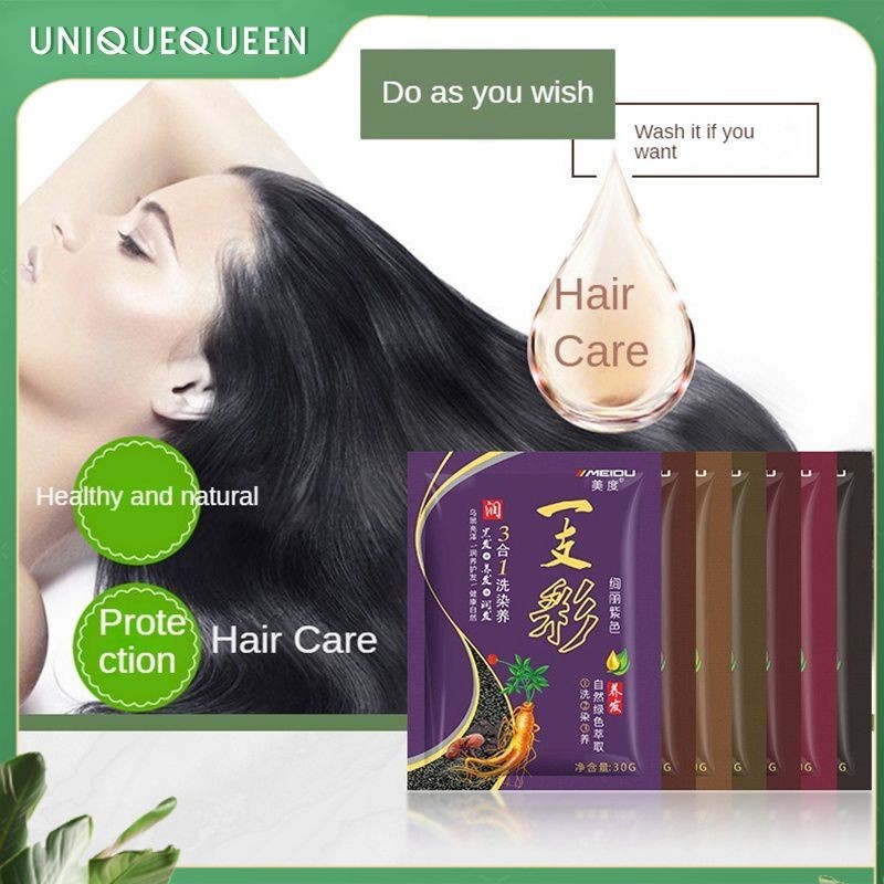 Mido Natural Color Hair Dye Shampoo Strongly Cover Gray Hair 3-in-1 ...