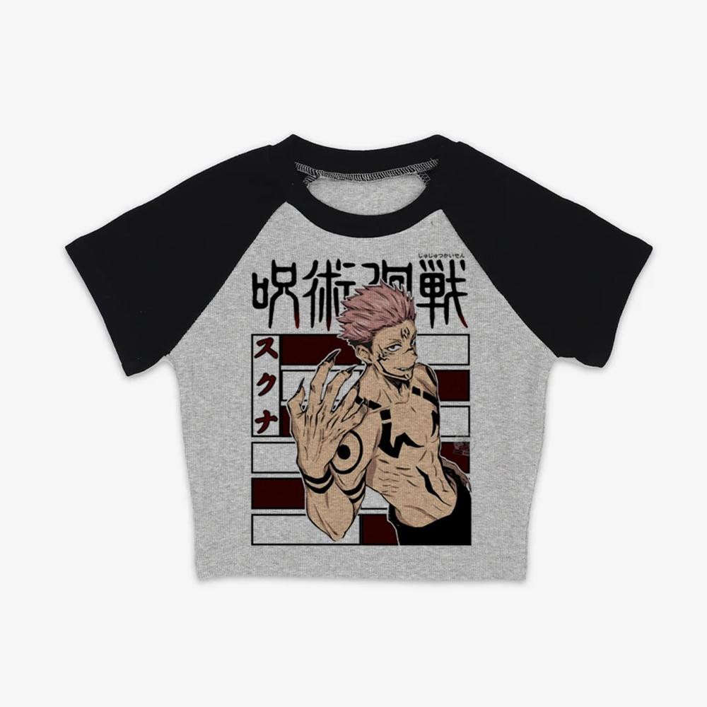 Jujutsu Kaisen cyber y2k graphic crop top Woman trashy yk2 gothic cute ...