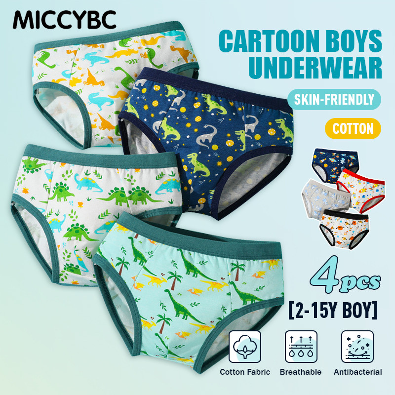 [MICCYBC]4Pcs/Box 2-15Y Boy Kids Underwear Cotton Safety Antibiosis ...